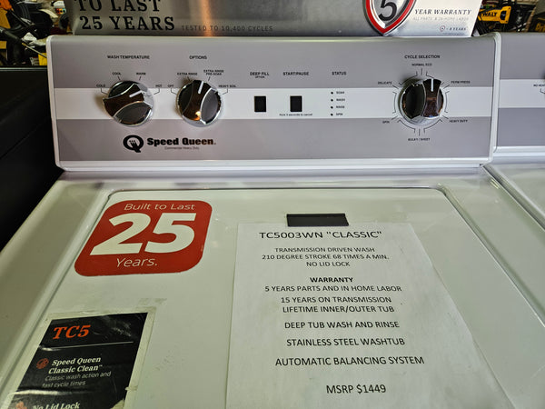 SPEEDQUEEN TC5003WN Top Load Washer with Speed Queen® Classic Clean ...